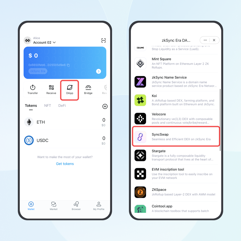 How to Use SyncSwap on zkSync Era? – imToken - Ethereum Wallet, Bitcoin Wallet - Help Center